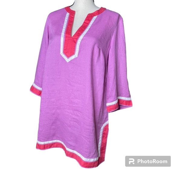 Boden | Tops | Boden 0 Linen Pink Purple Tunic 10 | Poshmark